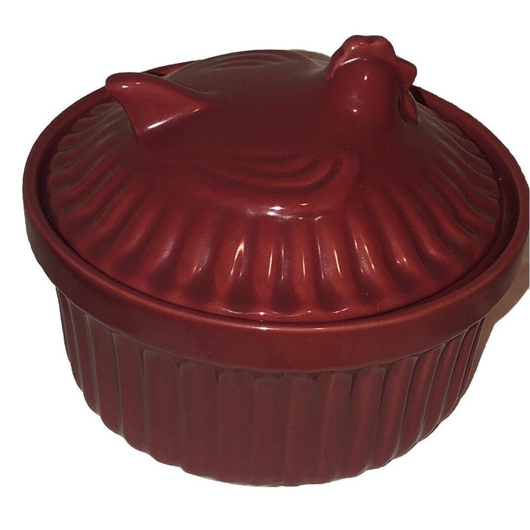 Temptations Baking Hen on Nest Small Covered Baking Dish Burgundy #1 - Etsy