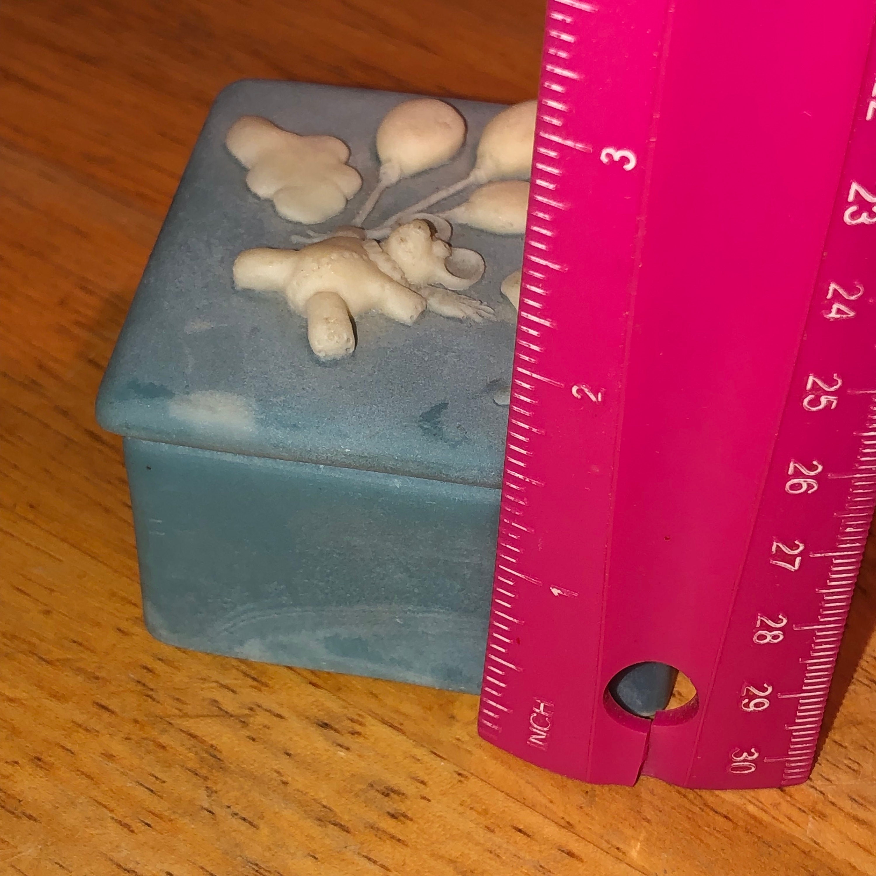 VTG Teddy Bear Blue Incolay Stone Soapstone Jewelry Trinket Box Design ...