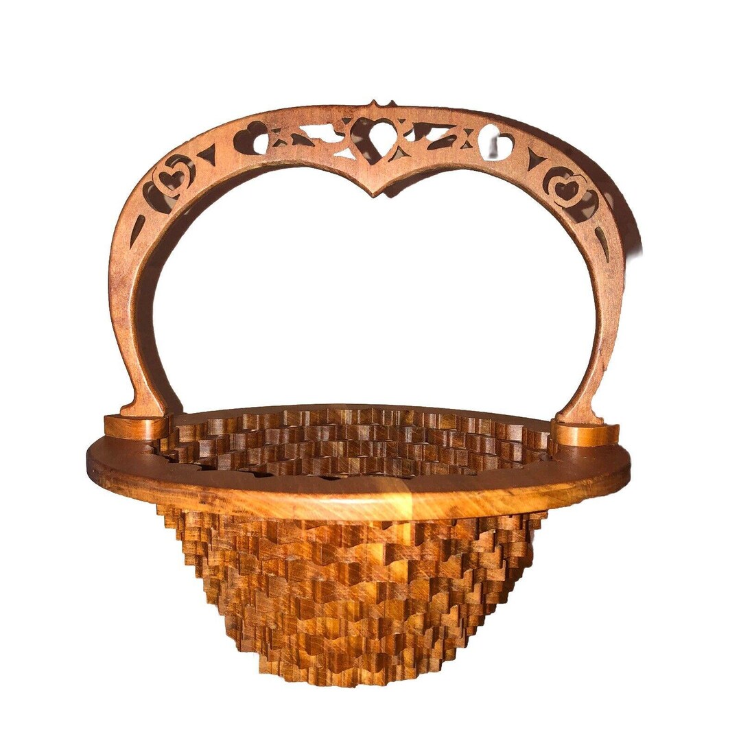 Vintage Handcrafted Wooden Decorative Basket Wood - Etsy