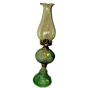 Green Kerosene Lamp and Globe 18” Vintage Glass Hong Kong - Etsy