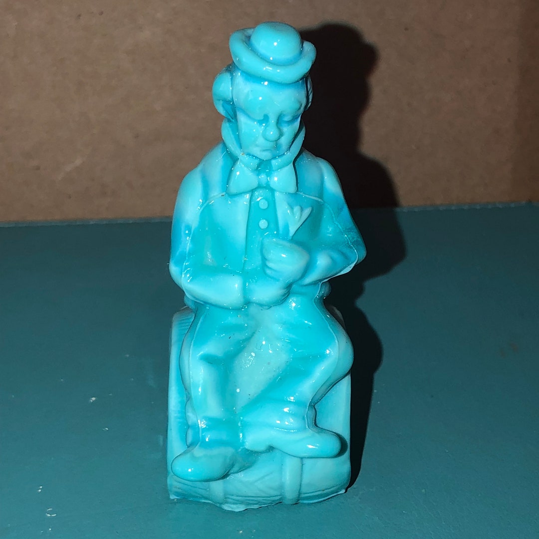 Vtg 1982 Mosser Art Slag Glass Performer Clown on Barrel the End ...