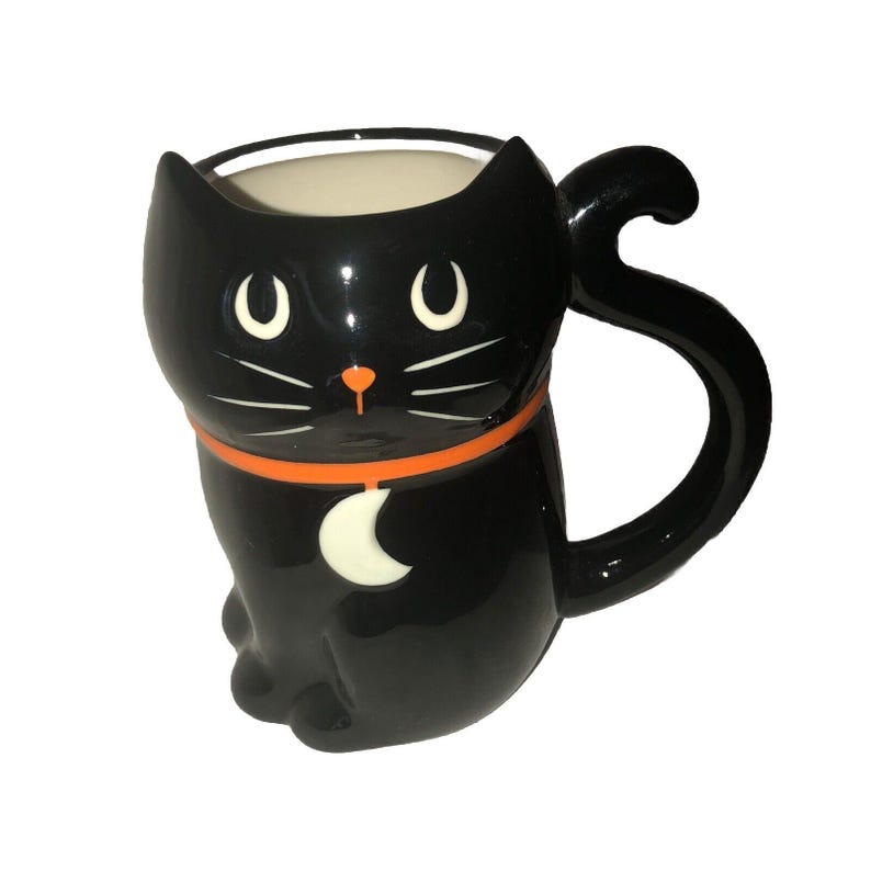 1 Hyde & EEK! Boutique™ Ceramic Coffee Coco Mug Black Cat Crescent Moon ...