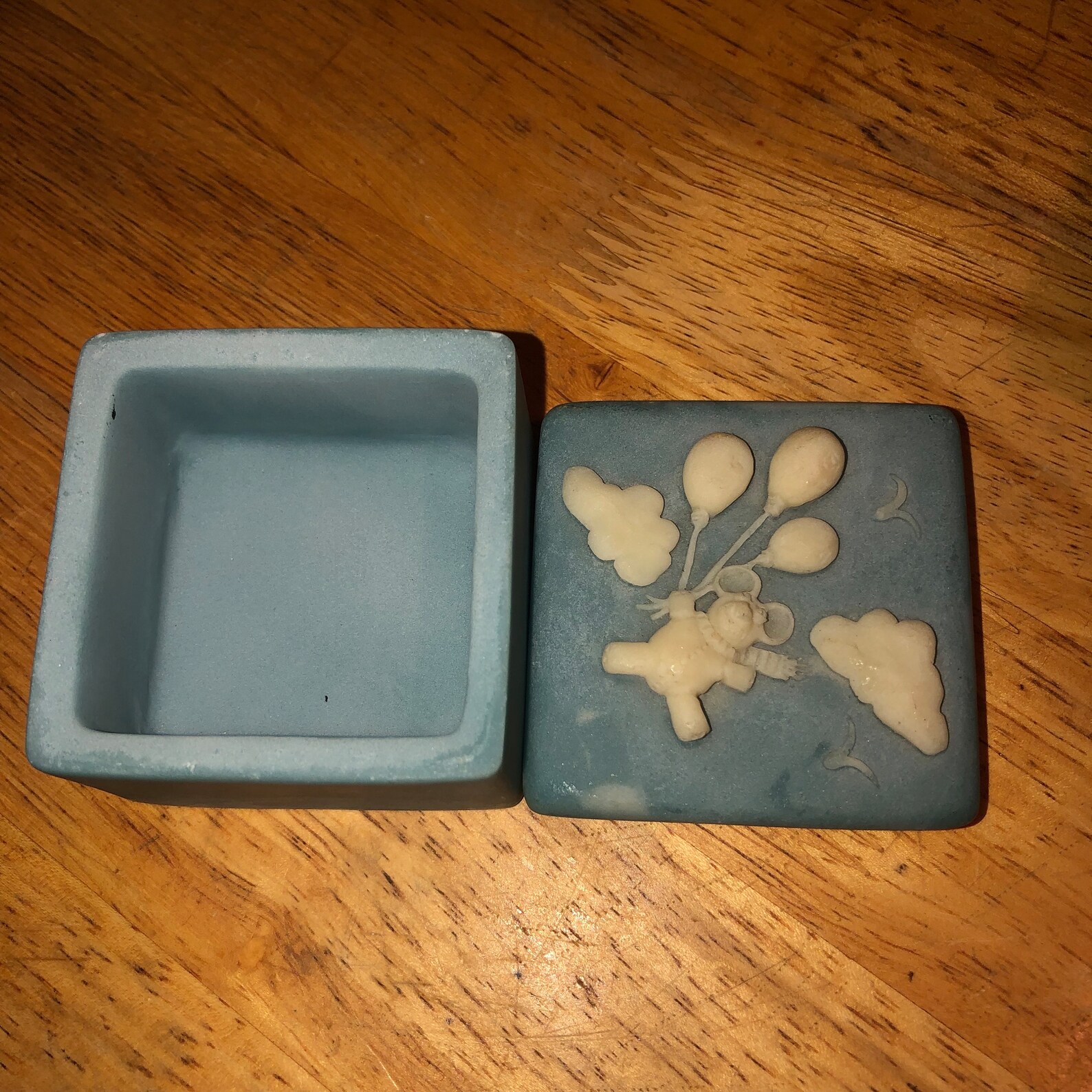 VTG Teddy Bear Blue Incolay Stone Soapstone Jewelry Trinket Box Design ...