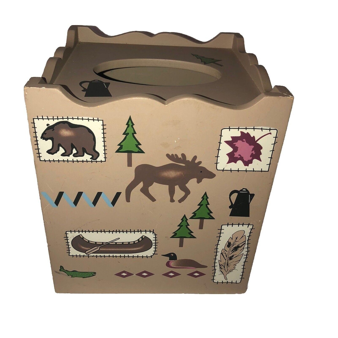 Wilderness Wood Nature Moose Bear Duck Cabin or Man Cave Square Tissue ...