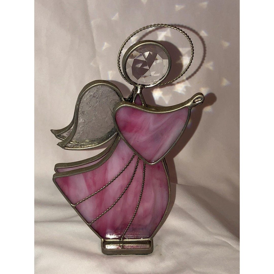 Vintage Pink Slag Art Glass Angel Figurine Signed Bill Jarrett 93 - Etsy