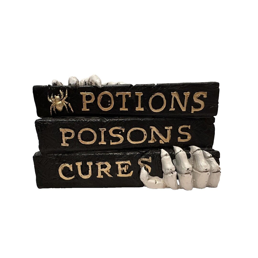 Halloween Potion Book Stack With Skeleton Hands - Etsy