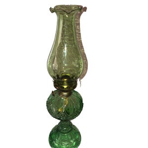 Green Kerosene Lamp and Globe 18” Vintage Glass Hong Kong - Etsy