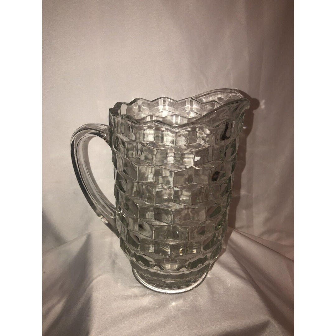 8 1/2 Inch Vintage Glass Pitcher Cubes Pattern - Etsy