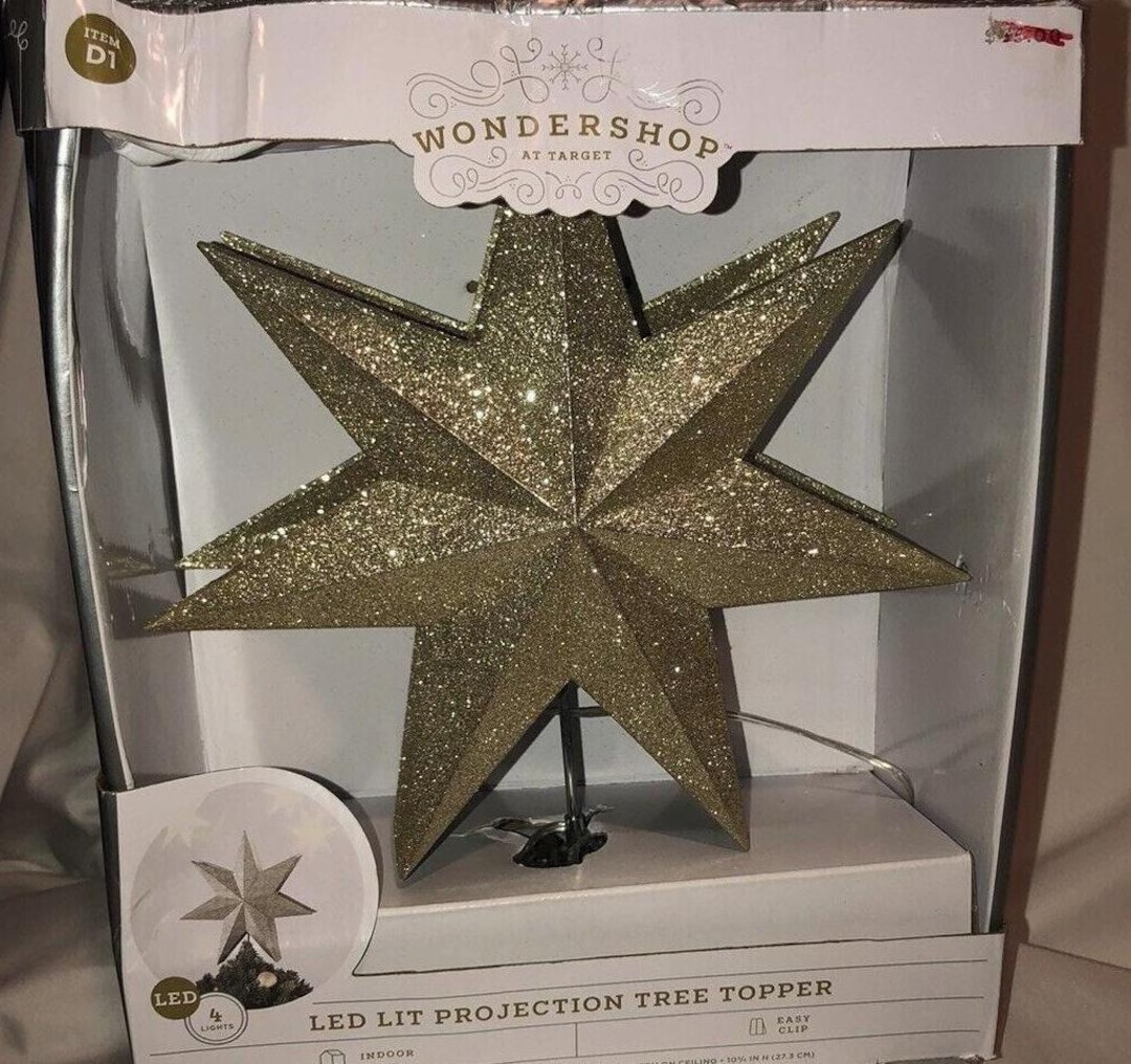 NEW Wondershop Gold Glitter Star Tree Topper Christmas LED Projection ...