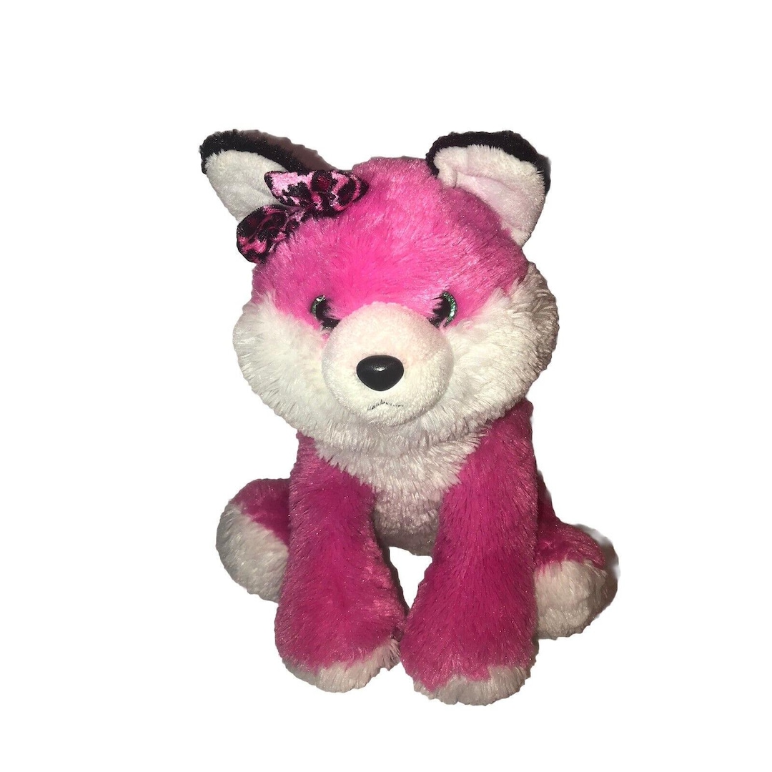 Girlz Nation Aurora 12 Pink Fox With Bow Green Eyes Stuffed Animal ...