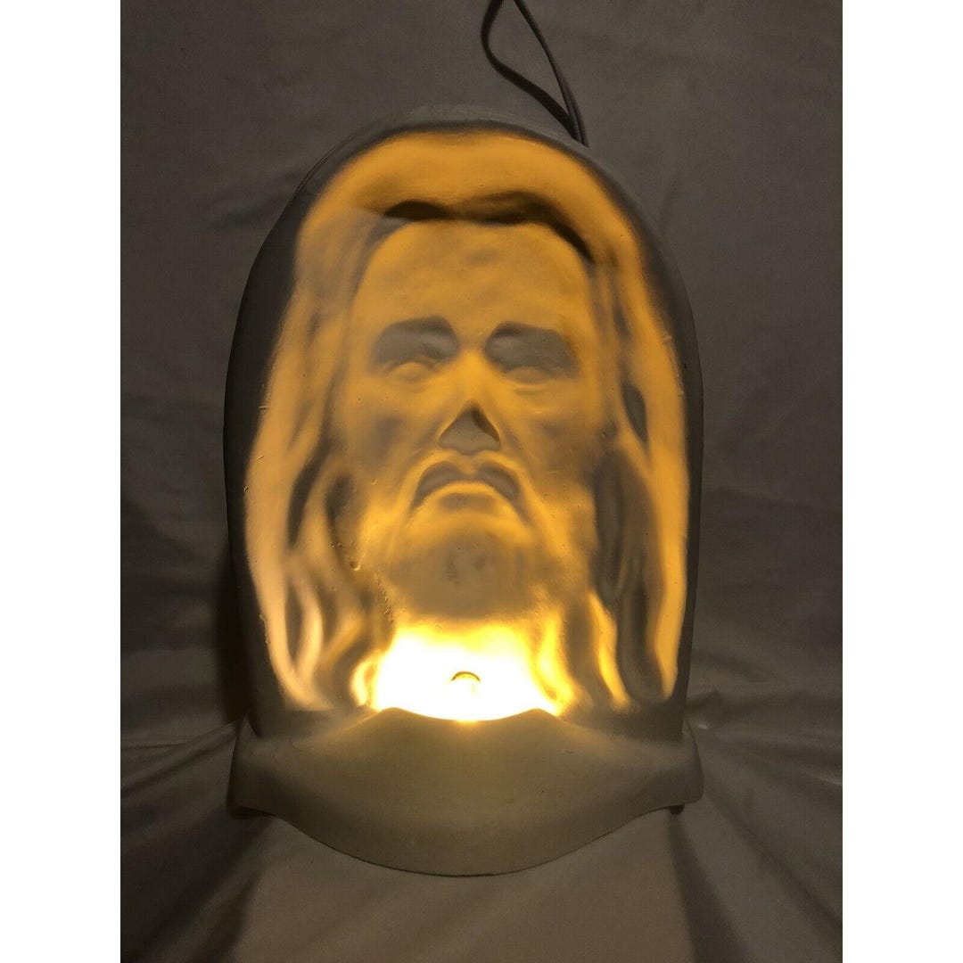 VTG White Ceramic Jesus Bust God Christ Lamp Night Light Electric ...