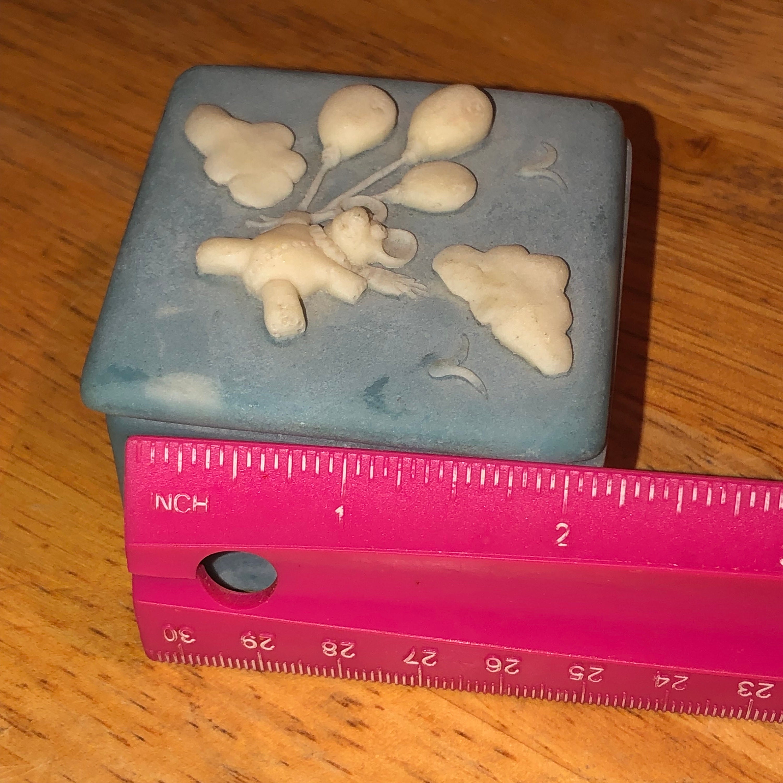 VTG Teddy Bear Blue Incolay Stone Soapstone Jewelry Trinket Box Design ...