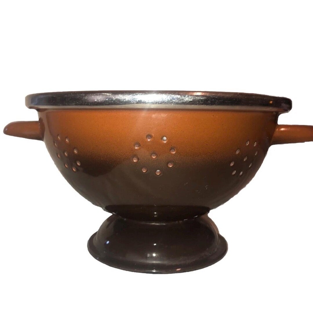 Brown Hombre Colander Strainer Enameled Metal 9” - Etsy