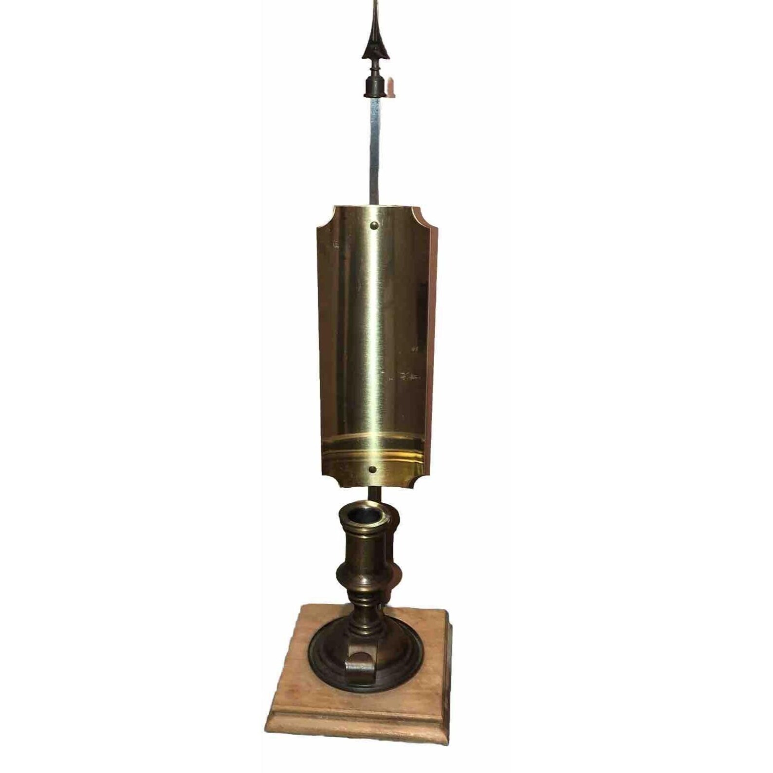Vintage Brass Candlestick Chamber Stick Finger Candle Holder W/ Shield ...