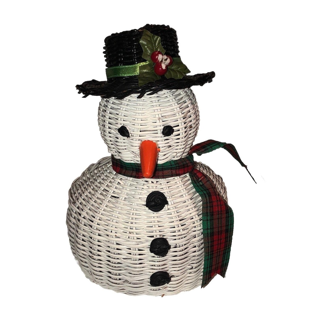 Vintage Wicker Snowman Planter Trinket Holder Fir Christmas 7.5 In - Etsy