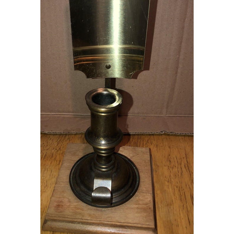 Vintage Brass Candlestick Chamber Stick Finger Candle Holder W/ Shield ...