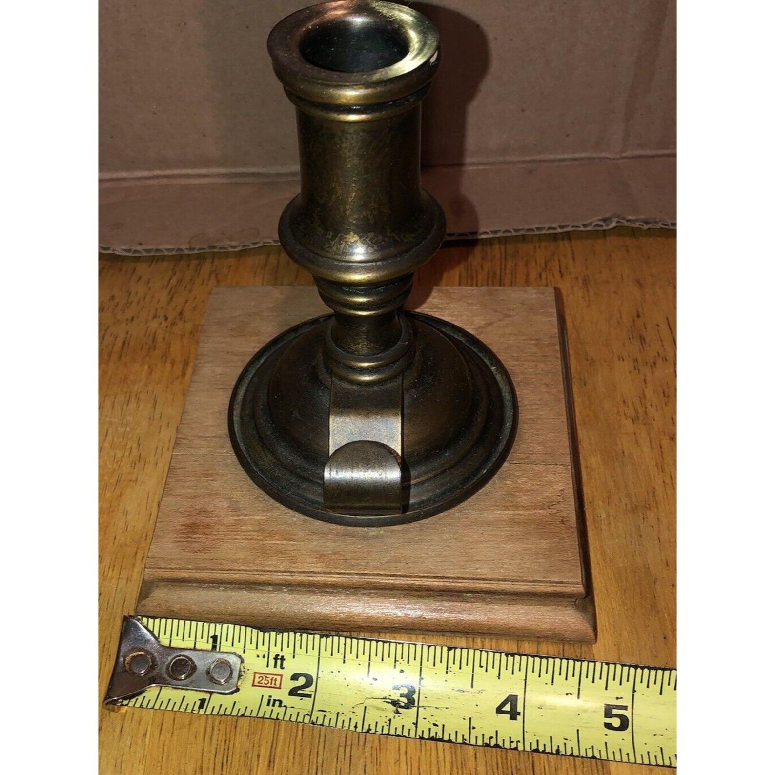Vintage Brass Candlestick Chamber Stick Finger Candle Holder W/ Shield ...