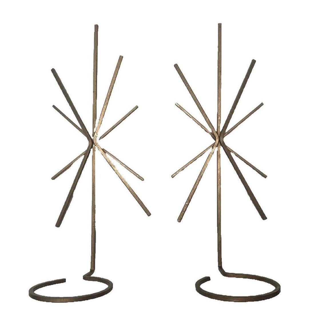 RARE Vintage 18” Starburst MCM Atomic Wall Metal Candle Holders Sconces ...