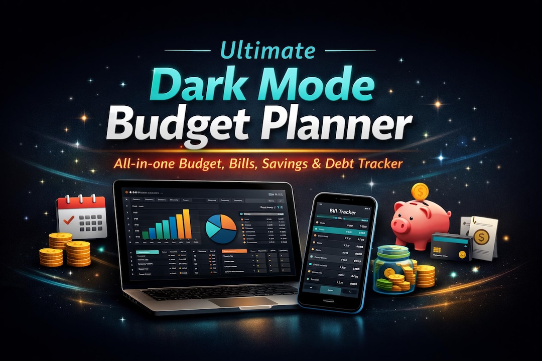 Ultimate Dark Mode Budget Planner – All‑in‑one Budget, Bill, Savings ...
