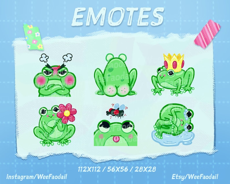 Frog Emotes Pack: Twitch, Discord, Youtube Stream Emotes (digital ...