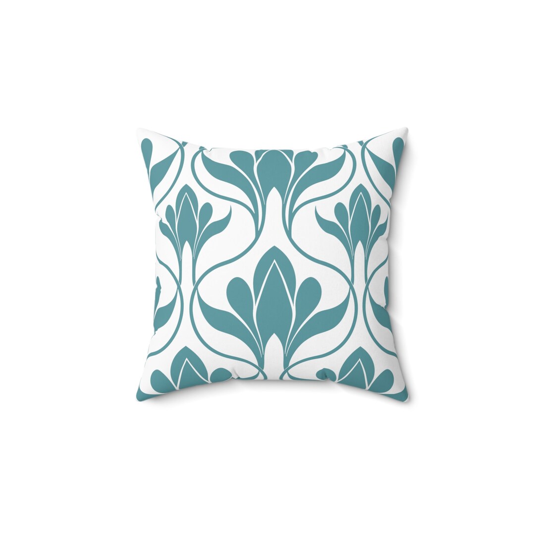 Square Cushion Porcelain Teal Pantone Hybrid Hue Palette 2024 Art ...