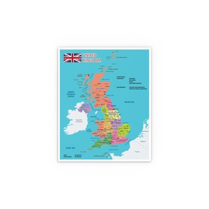 Silk Poster, Political Map of Great Britain, England, Travel, Geography ...