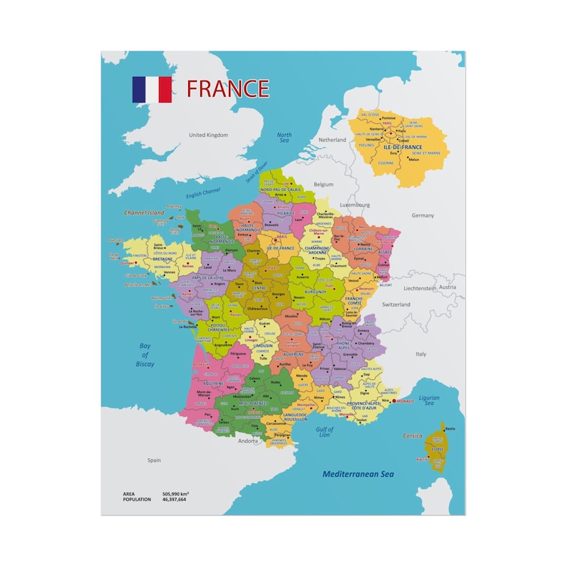 France Map Poster: Elegant Geography Wall Art - Etsy