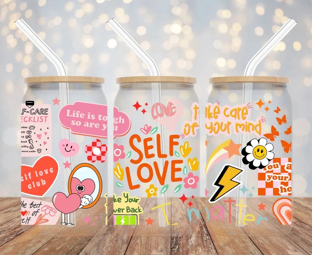 Make Your Own | UVDTF Wrap| Self Love | Positive 16oz Glass Wrap ...