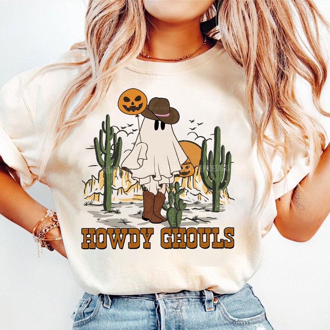 Howdy Ghouls PNG, Western Halloween Fall Ghosts Boohaw Ghost PNG ...