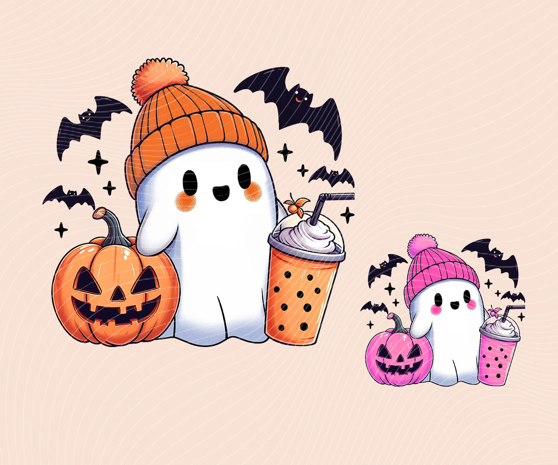Ghost Coffee Halloween Png, Cute Ghost Png, Spooky Ghost With Coffee ...