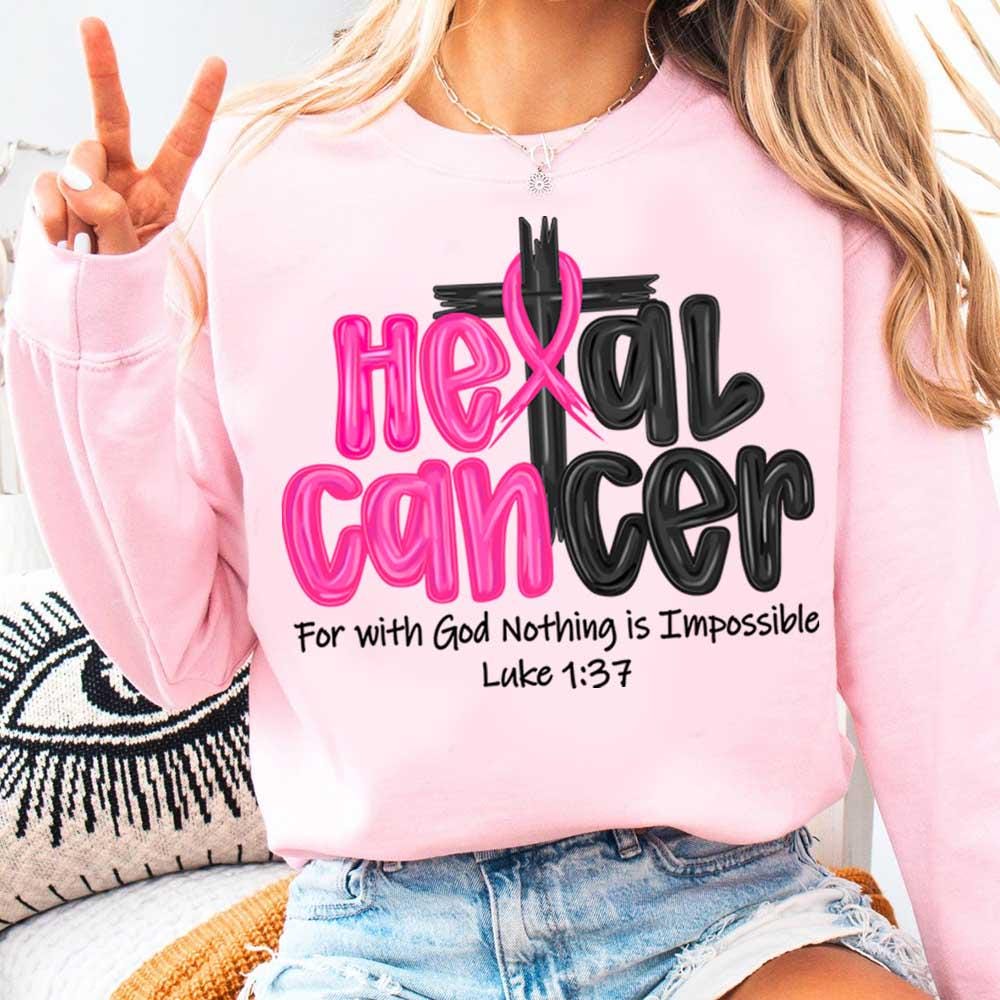 Heal Cancer Png, Preppy Breast Cancer Awareness Sublimation, Luke 1:37 ...