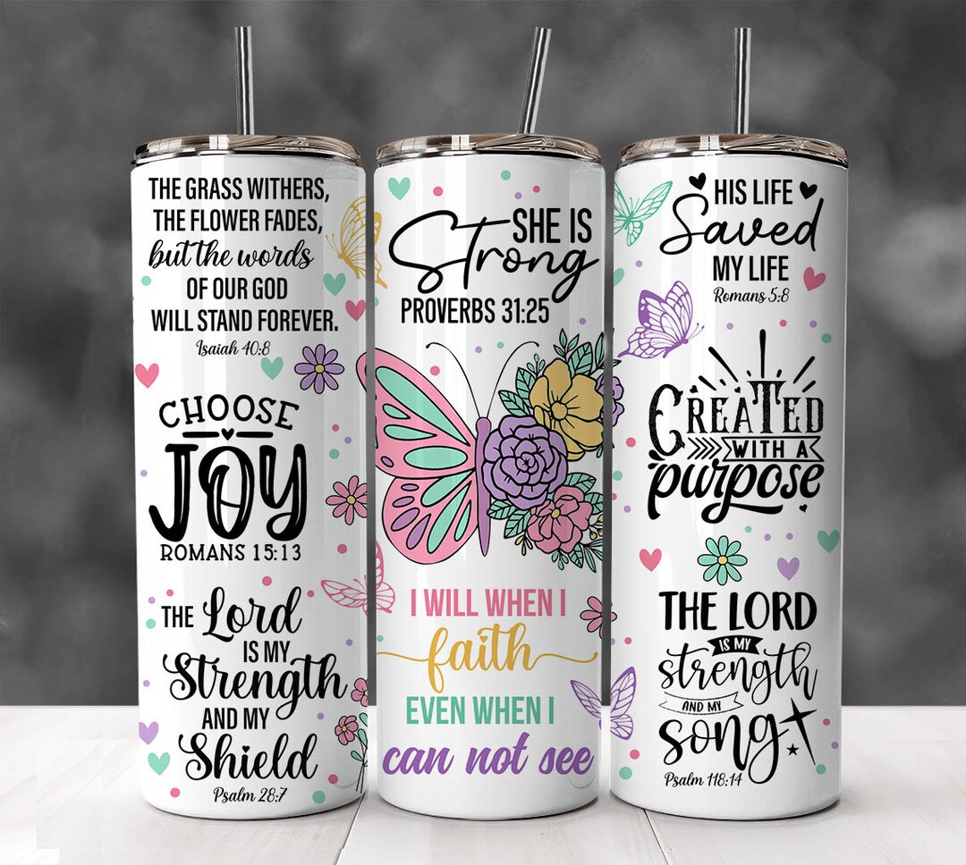 Bible Verses 20 Oz Skinny Tumbler Png,christian Bible Affirmations for ...