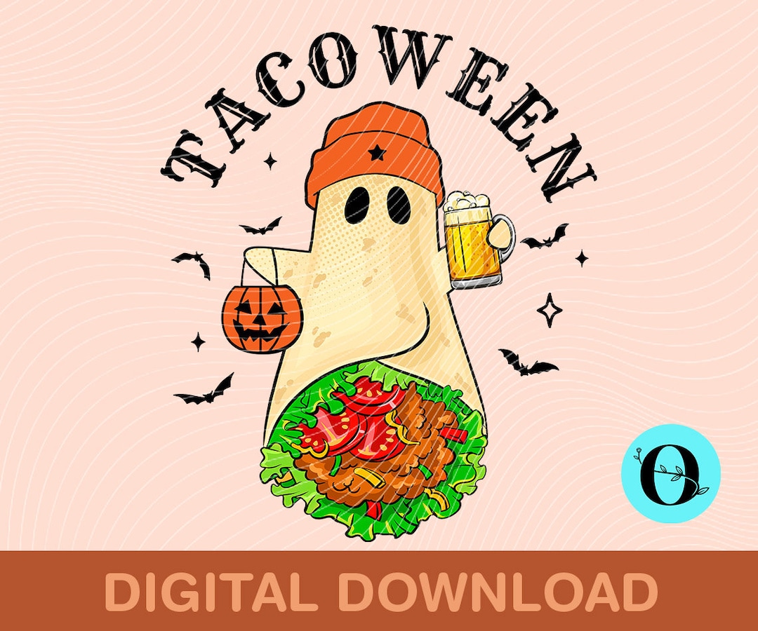 Happy Tacoween PNG, Taco Ghost Funny Cute Food Halloween, Taco Halloween, Mexico Ghost PNG ...