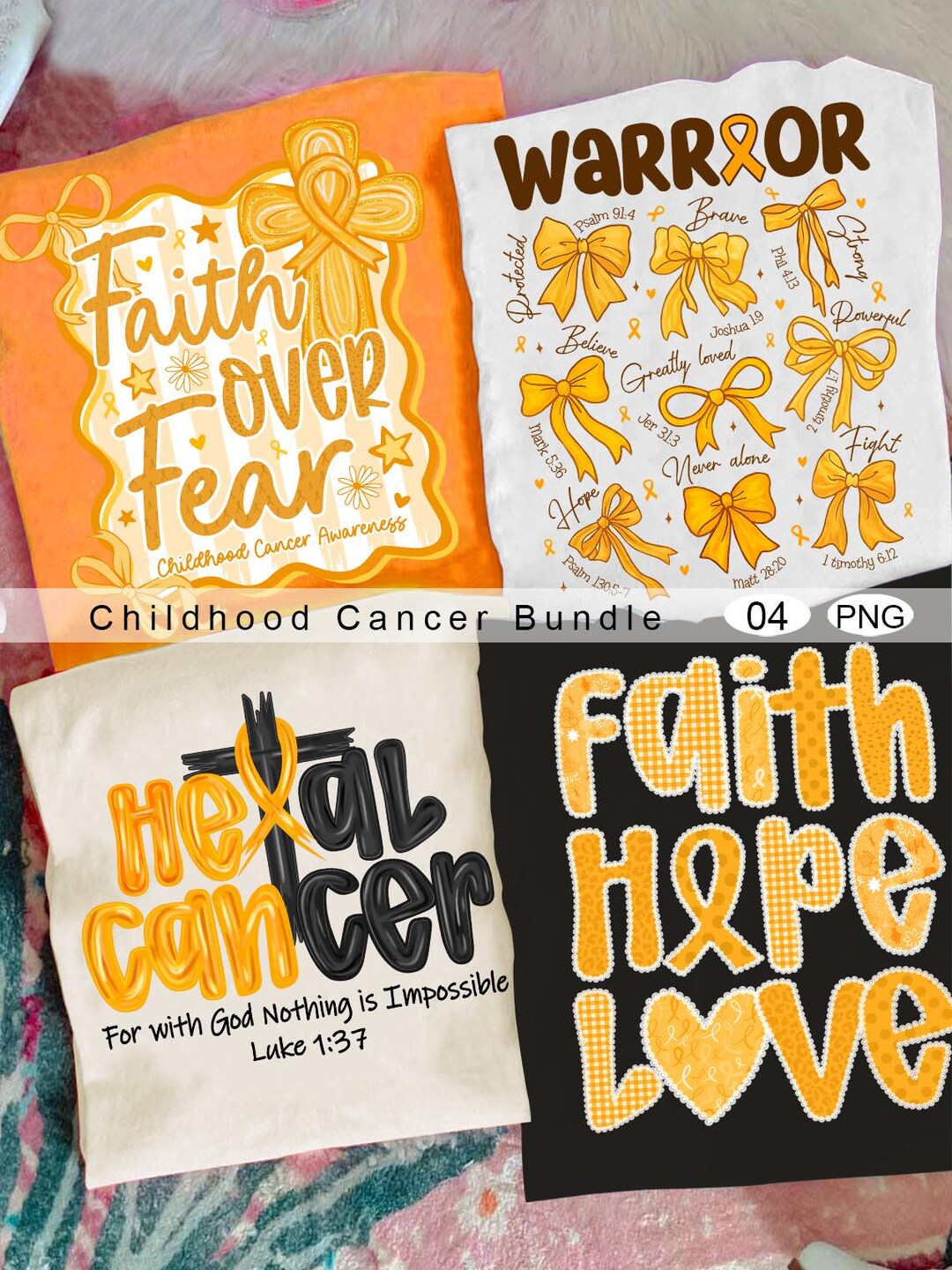 Preppy Childhood Cancer Bundle Png, Faith Over Fear Coquette Png,heal ...