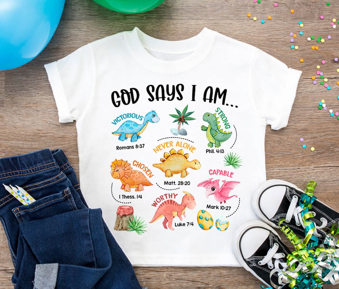 God Says I Am Dinosaur Png, Dinosaur I Am Kid Sublimation Design ...