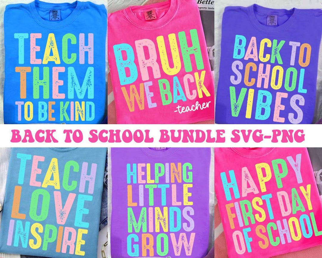 Preppy Back to School Bundle PNG SVG, Retro Teacher Appreciation Bundle ...