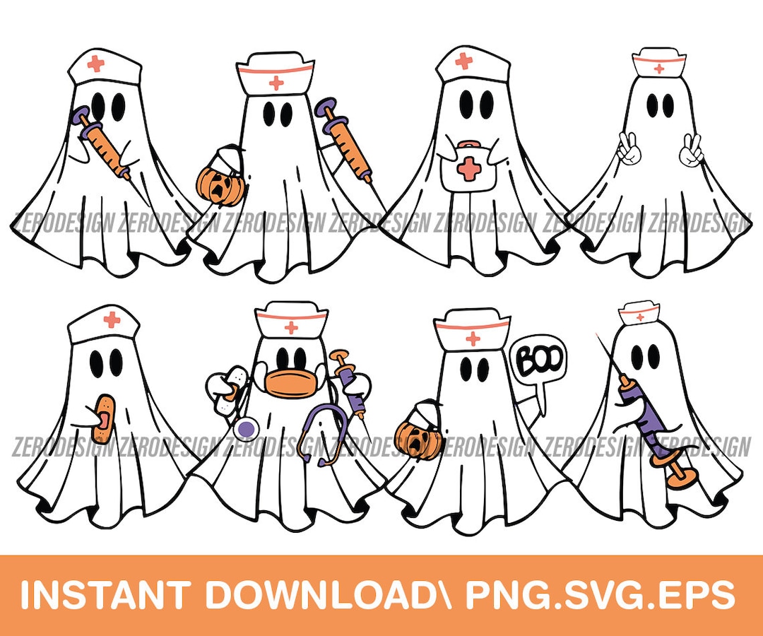 Ghost Nurses Png Nurse Set Halloween Png SVG Halloween - Etsy