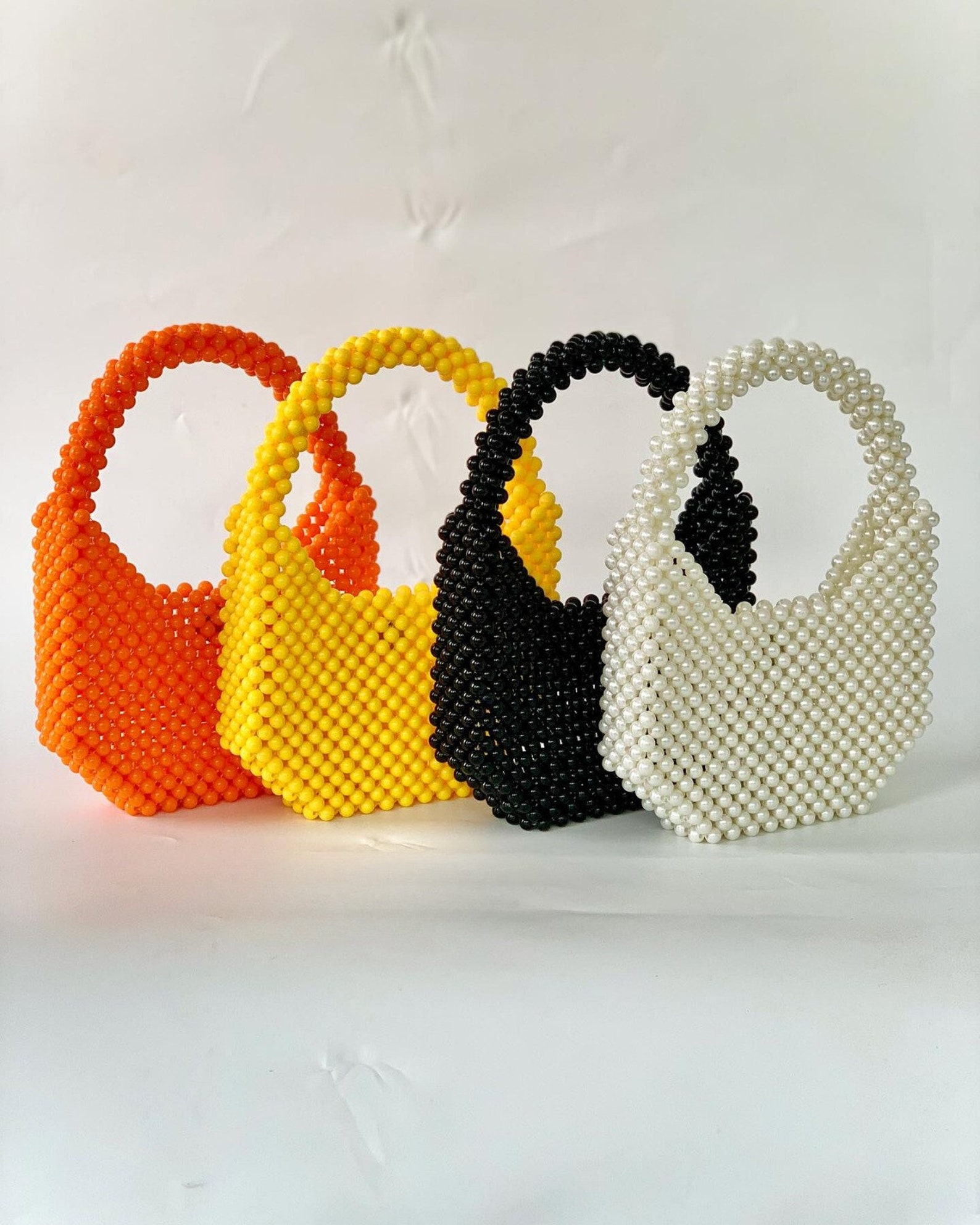 Mini Bead Bag Small Bead Purse Beaded Tote Bag Colorful Bead Bag Pearl ...