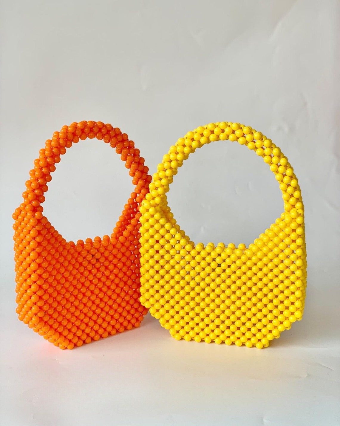 Mini Bead Bag Small Bead Purse Beaded Tote Bag Colorful Bead Bag Pearl ...