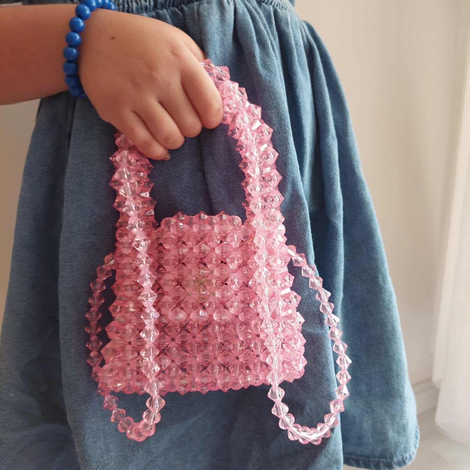 Crystal Pink Bead Bag Pink Beaded Bag Crystal Crossbody Beag Shoulder ...