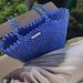 Handmade Blue Acrylic Beaded Tote Bag: Beach Shoulder Bag - Etsy