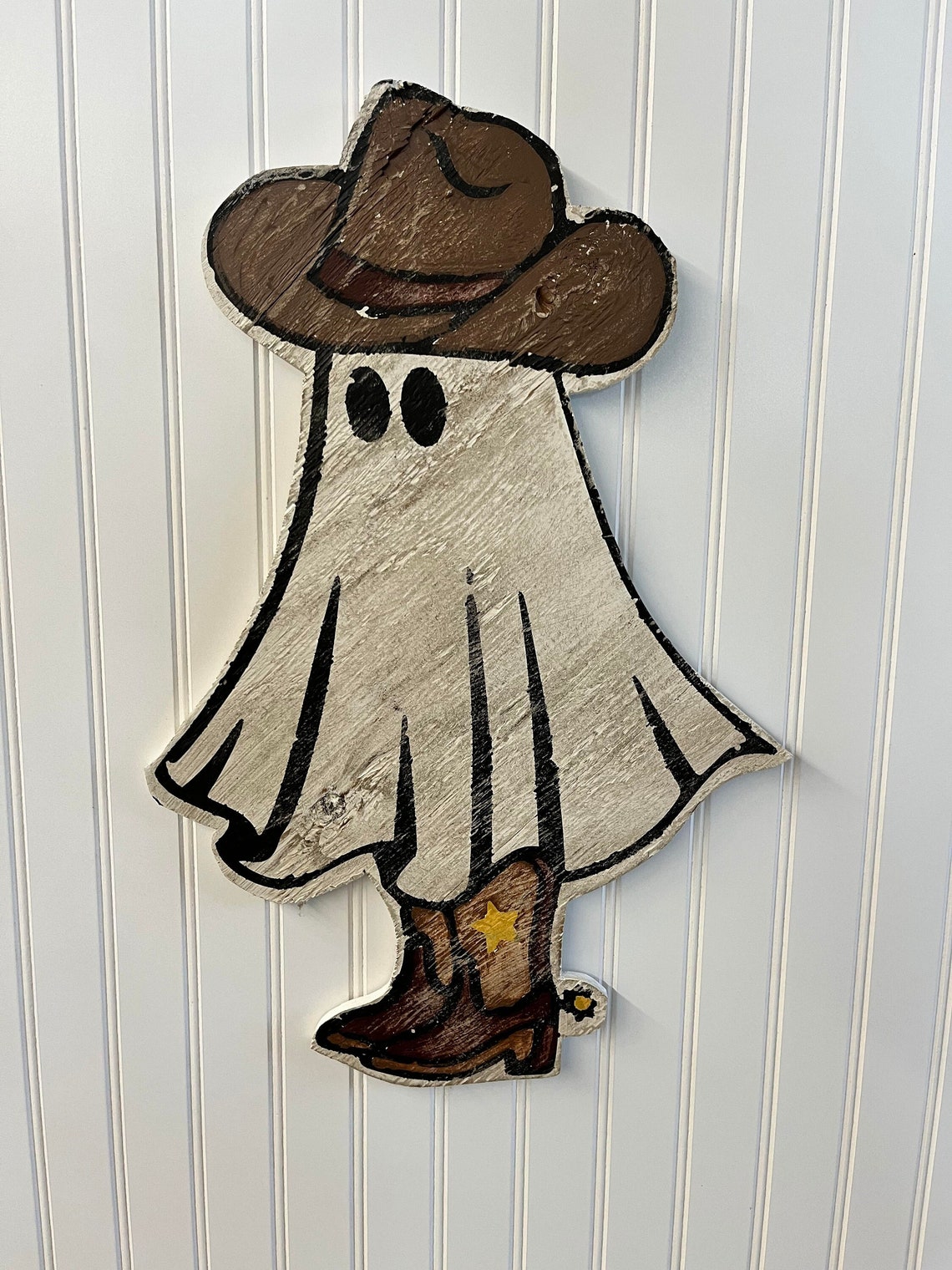 Ghost Cowboy Halloween Wood Cutout Decoration - Etsy