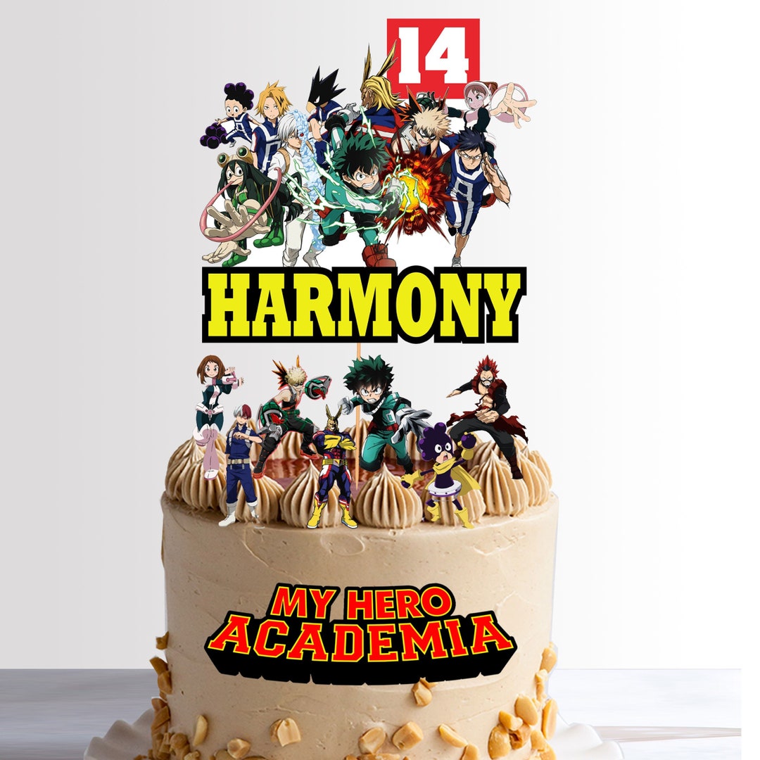 My Hero Academia Happy Birthday Cake Topper With Character Digital ...
