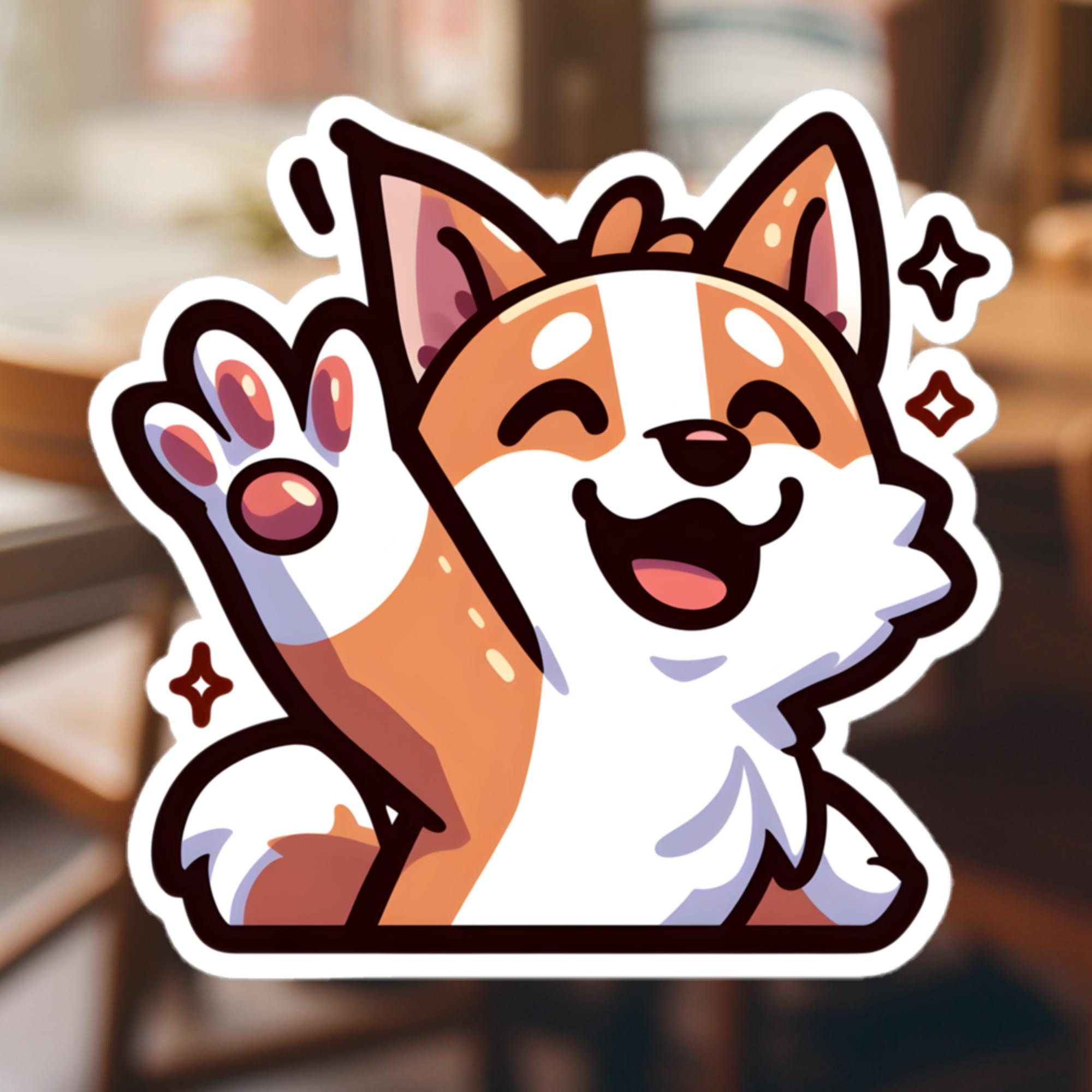 Joyful Pup Greeting Sticker - Friendly Wave and Infectious Smile - Etsy