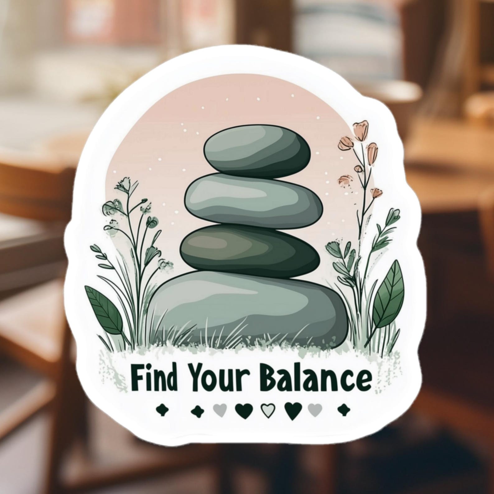 Find Your Balance Sticker – Zen-inspired Design With Stacked Stones and ...