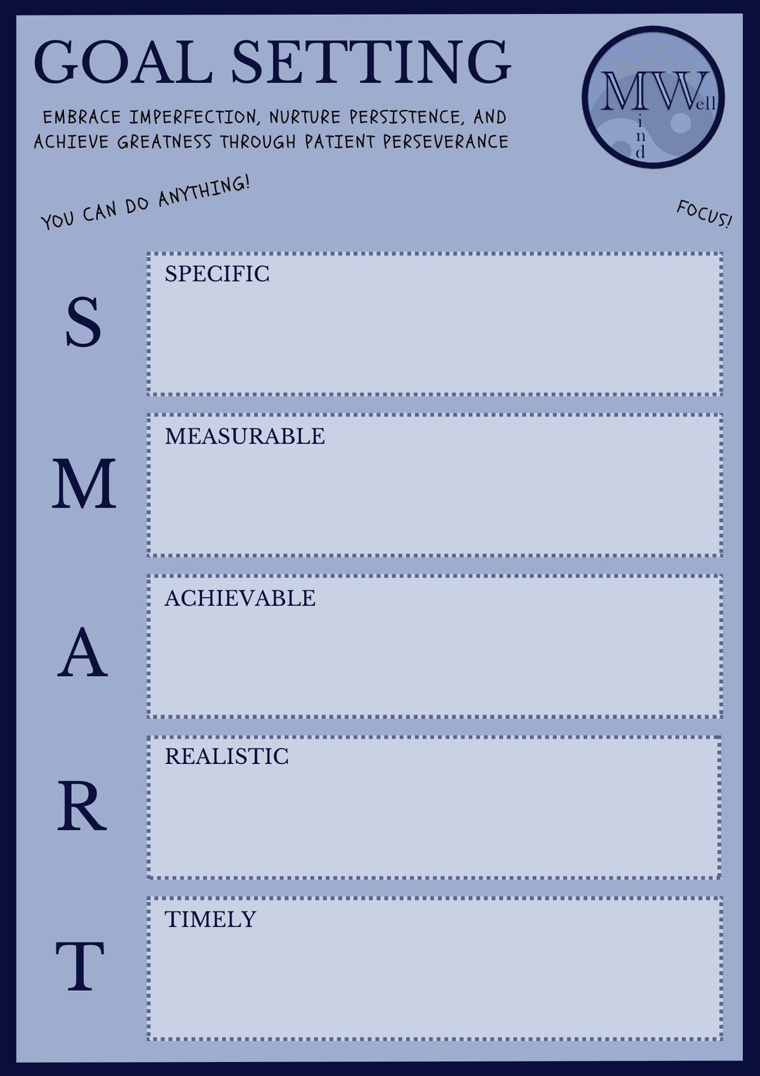The Ultimate Goal Setting Sheet by Mind Well - for Achieving Balance ...