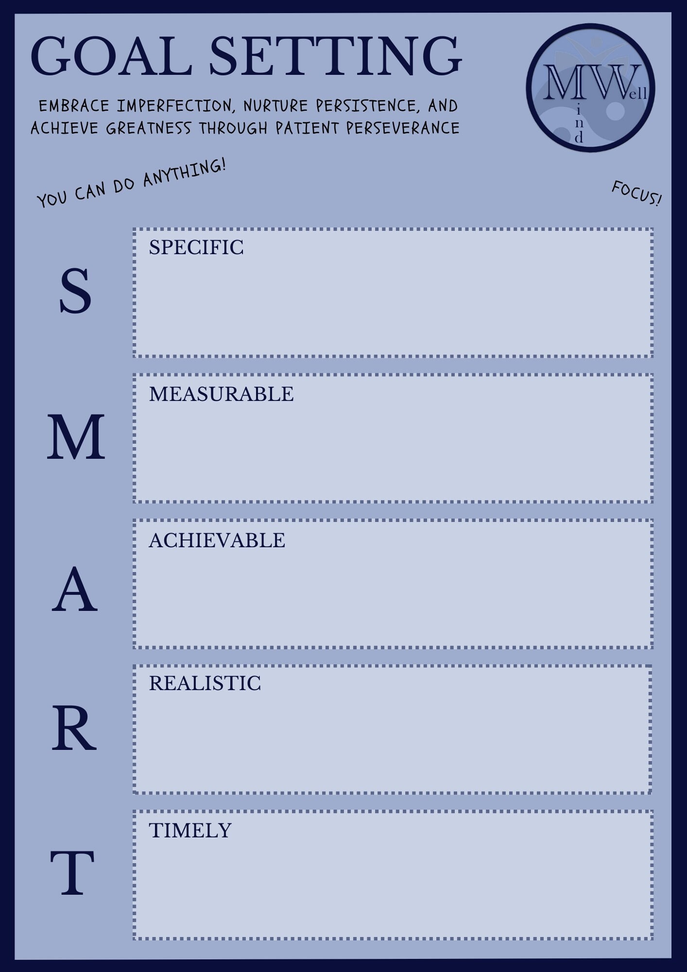 The Ultimate Goal Setting Sheet by Mind Well - for Achieving Balance ...