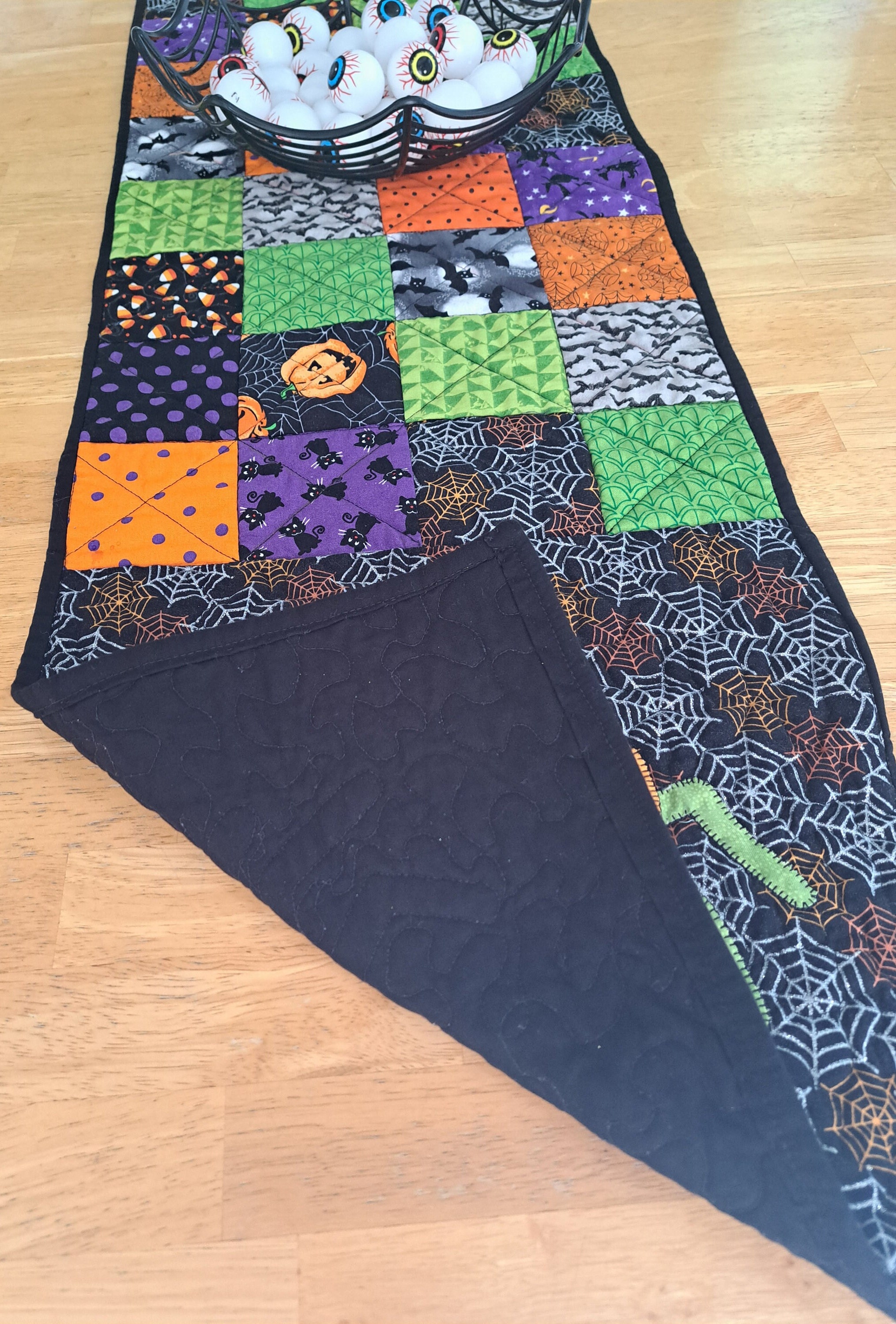 Halloween Spider Table Runner 13.5 X 50 Quilted Patchwork & Applique ...