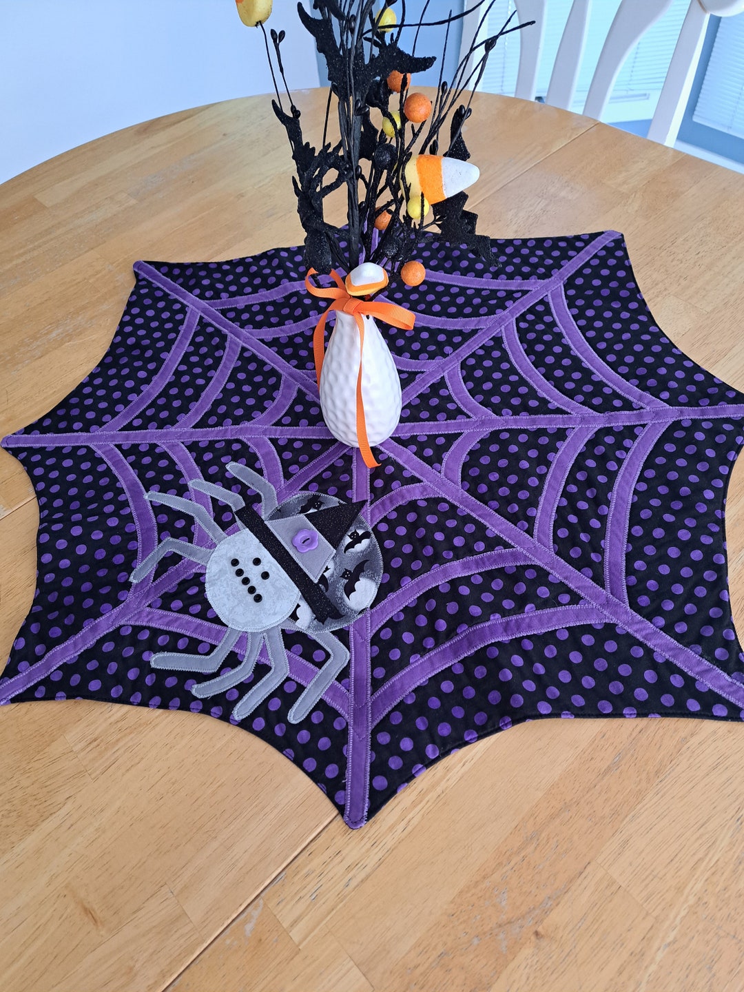 Halloween Spider Table Topper 27 X 27 irregular Shape Like a Spider Web ...