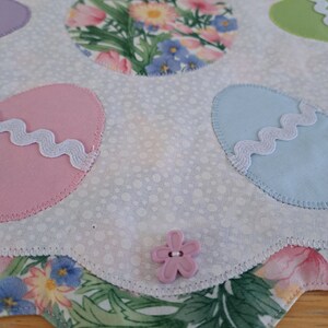 Easter Quilted Table Topper Easter Egg Table Topper Quilted and Appliqued Hand Made 14.5 ...